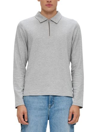 s.Oliver Herren 2138521 Langarmshirt mit Polo Kragen, 9400 grau, XXL