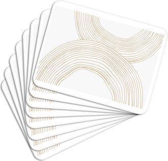 MG Design Set aus 8 Kork-Platzsets - Abstract Shapes 3 - 30 x 40 cm - hitzebest&auml;ndig & abwischbar, mit Korkr&uuml;ckseite