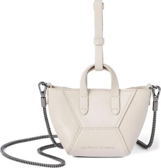 Brunello Cucinelli Femme, Sacs, Beige, Taille: ONE Size Sac Mini G&eacute;om&eacute;trique en Cuir avec Poign&eacute;e Sup&eacute;rieure