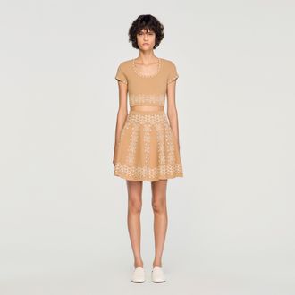 Sandro Jupe courte &agrave; broderie foulard