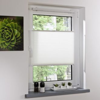 Liedeco Thermo-Plissee freih&auml;ngend mit Klemmtr&auml;ger / 100 x 130 cm wei&szlig; (Breite x H&ouml;he) / lichtdurchl&auml;ssig Blickdicht und stufenlos verstellbar/Wabenplissee/le