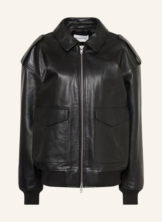 Frankie Shop Oversized-Lederblouson Viper schwarz