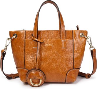 Kate Lee Damen Sac en Cuir Porté Bandoulière Tane Vernis Camel Ledertasche