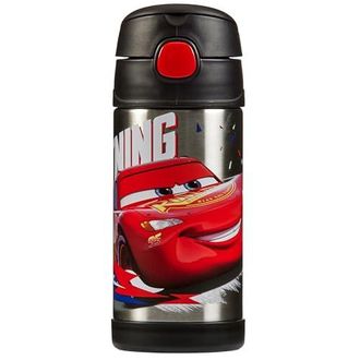 Thermos kids FUNTAINER STRAW BOTTLE DISNEY 0,35 l, Cars, Thermoflasche Kinder aus Edelstahl mit Trinkhalm, 12 h kalt, sp&uuml;lmaschinenfest, dicht ohne Kohlens&auml;ur