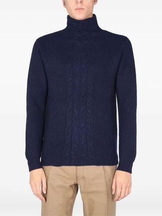 Ballantyne pull torsadé à col roulé - Bleu