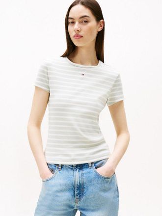 Tommy Jeans Kurzarmshirt TJW ESSENTIAL RIB SHORT SLEEVE EXT Baumwollmischung in gerippter Struktur, Slim Fit