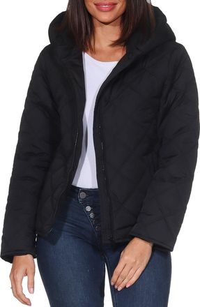 Vila Damen Steppjacke gesteppte &Uuml;bergangsjacke mit Kapuze VIQuila Hood 14111823 Black 42