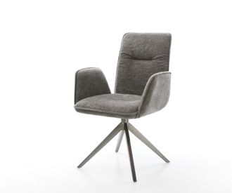 DELIFE Drehstuhl Vinja-Flex Boucl&eacute; Soft Schlamm Kreuzgestell breit Graphit 360&deg; drehbar Wippfunktion, Esszimmerst&uuml;hle