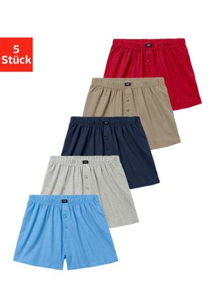 H.I.S Weiter Boxer H.I.S Herren Boxer, Herren, Gr. 6L, 5 Stk., bunt (rot, blau, marine, khaki, grau, meliert), Jersey, Obermaterial: 95% Baumwolle, 5% Elast