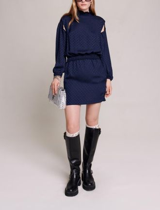 Maje Kurzes Kleid Aus Jacquard - Marineblau - Gr&ouml;&szlig;e 32 - Maje