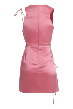 Mother of All Womens Silk Mini Dress With Cut-Out Details Pink