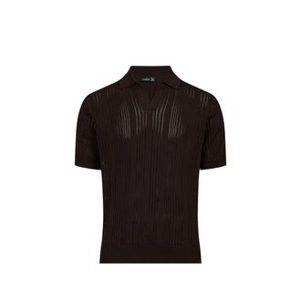 van Laack Pull col polo droit ajour&eacute; uni