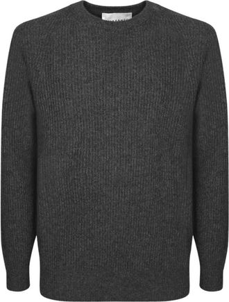 Amaranto Rundhals-Pullover mit Rippstrick - - Knitwear - Herren - Grau - S