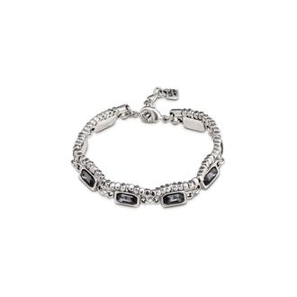 Uno De 50 UNO de 50 Sterling Silber plattiertes Armband mit kleinen Race Seitenstreifen, 8 Boxen mit grauen Kristallen und Karabinerverschluss, Einheitsgröße, S