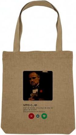 Fabulous Sac Shopping Tote Bag Aspect Lin - Vito Corleone Parrain Mafia R&eacute;seau Social Rencontre Amour - Sac de Courses Toile Epaisse 360g Beige Naturel Cabas P
