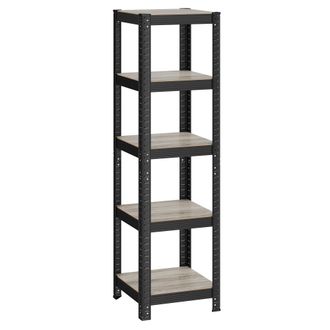 Songmics Standregal, B&uuml;cherregal, Lagerregal, 5 Ablagen, verstellbar, 37 x 37 x 150 cm, bis 400 kg belastbar, f&uuml;r K&uuml;che, Wohnzimmer, Greige-schwarz GLR037B11