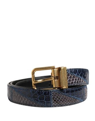Dolce & Gabbana Men Multicolor Leather Metal Buckle Belt Caiman Reticolato Python