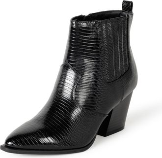 The Drop Damen Sia Pointed Toe Western Ankle Boot, Schwarze Eidechse, 36
