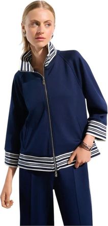 Joseph Ribkoff Femme, Sweatshirts et sweats &agrave; capuche, Bleu, Taille: 42 FR Felpa zip dettagli righe
