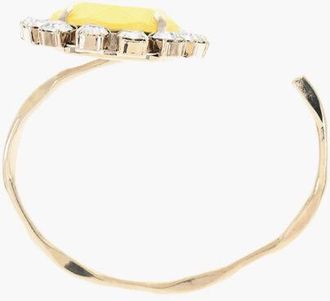 Dries Van Noten Gold-Tone Metal Bracelet with a Floral Detail Embellished wi size S