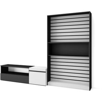 Skraut Home Skraut Home - Wohnwand Wohnzimmer, Wohnzimmerm&ouml;bel, M&ouml;belset, 260x186x35cm, F&uuml;r TV-Ger&auml;te bis zu 65, Wohnzimmer M&ouml;bel, Moderner Stil, Wei&szlig; und