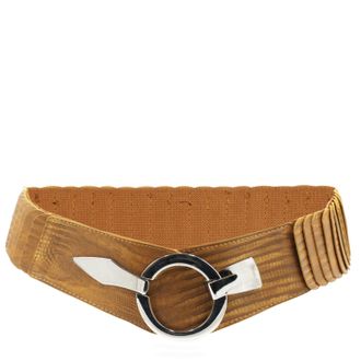 Glamexx24 Elastischer Damen Tailleng&uuml;rtel g&uuml;rtel 6cm breiter H&uuml;ftg&uuml;rtel mit silberner Ring (Schlange hellbraun, Taillenweite 75cm-110cm)