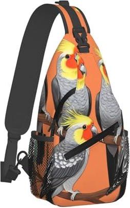 Generic Casual Sacoche Homme Bandouliere Perroquets orange sur larbre Sac Bandouli&egrave;re Polyester Crossbody Bag pour Randonn&eacute;e Femme Homme