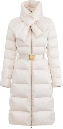 Elisabetta Franchi Femme, Manteaux, Beige, Taille: 40 FR Doudoune en voile jacquard