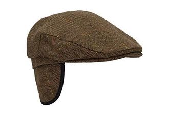 Walker and Hawkes Casquette Plate de Trappeur - en Tweed - Unisexe - Tweed Marron - XL (60cm)