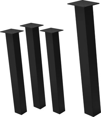 ML Design ML-Design 4er Set Tischbeine schräg 72 cm, Schwarz glänzend, aus pulverbeschichtetem Stahl, eckig, Profil 8x8 cm, I-Form, Möbelfüße Metall 96° Neigung