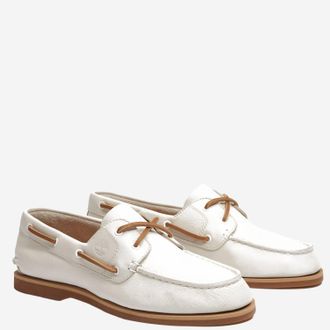 Timberland Womens Loafers Classic Boat White Leather