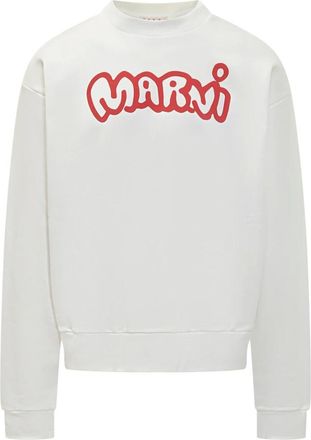 Marni Homme, Sweatshirts et sweats &agrave; capuche, Blanc, Taille: M Logo SweaT-shirt