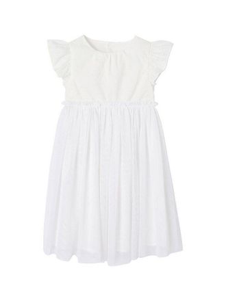 Vertbaudet Minikleid M&auml;dchen Festkleid mit Lochstickereien und T&uuml;llrock Lochstickerei