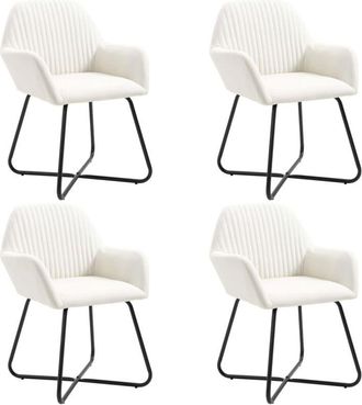 vidaXL Esszimmerstühle 4 Stk. Creme Stoff Vidaxl