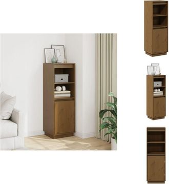 vidaXL Buffet haut Marron miel 37x34x110 cm Bois massif de pin - Buffet - Armoire - Meuble De Rangement - Bois Massif - Pin