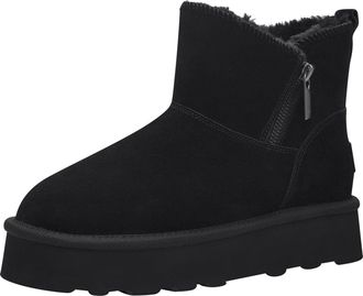 s.Oliver Damen Winterstiefel ohne Absatz aus Leder Gefüttert, Schwarz (Black), 41 EU