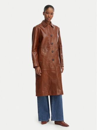 Max & Co. Leder-Mantel Doppia 2616471021200 Braun Regular Fit