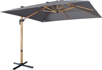 Sweeek Parasol d&eacute;port&eacute; carr&eacute; 3x3m haut de gamme - Falgos - Gris- Parasol excentr&eacute; inclinable. rabattable et rotatif &agrave; 360&deg;