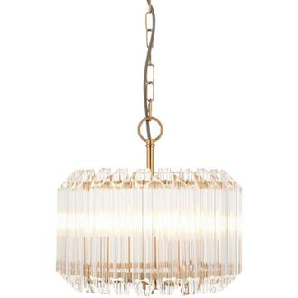 Endon Lighting Valentina Suspension en laiton vieilli bross&eacute; et verre transparent 3 ampoules E14