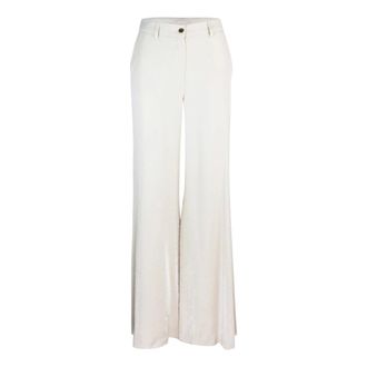 Liu Jo Femme, Pantalons, Blanc, Taille: 40 FR Pantalon Large en Twill de Viscose