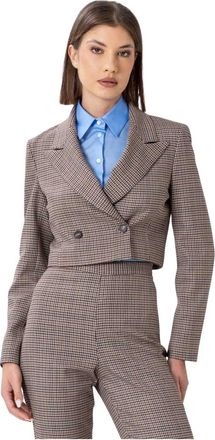 Kocca Femme, Vestes, Brun, Taille: 42 FR Veste Courte Sophistiqu&eacute;e &agrave; Carreaux