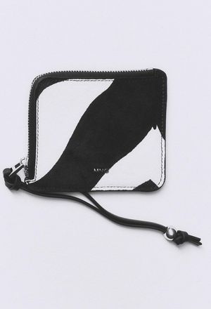 Mango Porte-monnaie cuir fourrure z&egrave;bre noir - Femme - Taille unique - MANGO