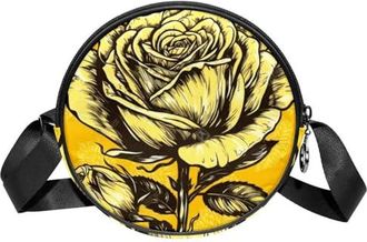 Generic Circle Sac &agrave; bandouli&egrave;re pour femme, petit sac &agrave; bandouli&egrave;re avec fermeture &eacute;clair et bretelles r&eacute;glables, sac &agrave; main rond d&eacute;contract&eacute; pour femmes et 