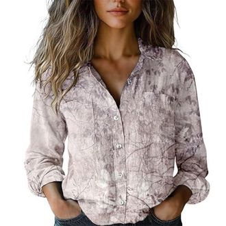 Generic Chemises occidentales pour femmes, chemises à manches longues pour femmes, chemises boutonnées décontractées, rétro, hauts à bulles, chemisier pour fe