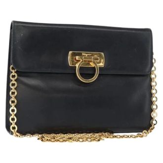 Ferragamo Sac Bandouli&egrave;re en Cuir Pre-owned - Femme - Pre-owned - Noir - Taille: ONE Size