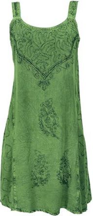 Guru Shop Mini robe indienne brodée chic hippie tunique femme rouge synthétique taille 40, Vert Design 16, 42