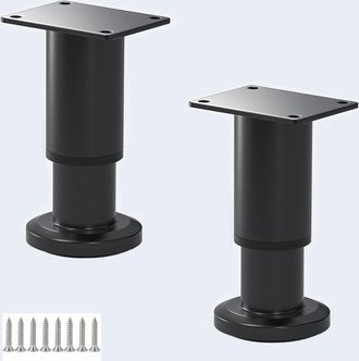Generic Verstellbare M&ouml;belf&uuml;&szlig;e, 2er-Set Metallf&uuml;&szlig;e F&uuml;r Kommoden, Schreibtische Und Regale - Robuste Ersatzf&uuml;&szlig;e Mit Rutschfester Unterseite(Schwarz,6-8.5cm)
