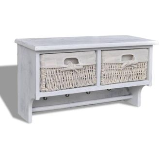 vidaXL Wandregal Weiß 60x23,5x33 cm Paulownia Holz - Vidaxl