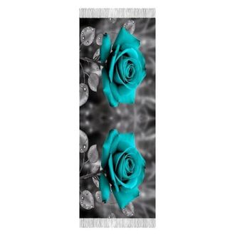 Generic Longue &Eacute;charpe Ch&acirc;le L&eacute;ger Wrap Foulard Imprim&eacute; Roses gris turquoise Doux &Eacute;charpe Femme pour No&euml;l Homme Femmes 68x196cm
