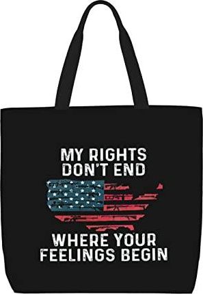 Generic Sac Fourre-Tout Mes Droits Ne SArr&ecirc;tent Pas L&agrave; O&ugrave; Commencent Vos Sentiments Sac &Agrave; Provisions En Toile Personnaliser Avec Poign&eacute;es Sacs En Toile Pour F